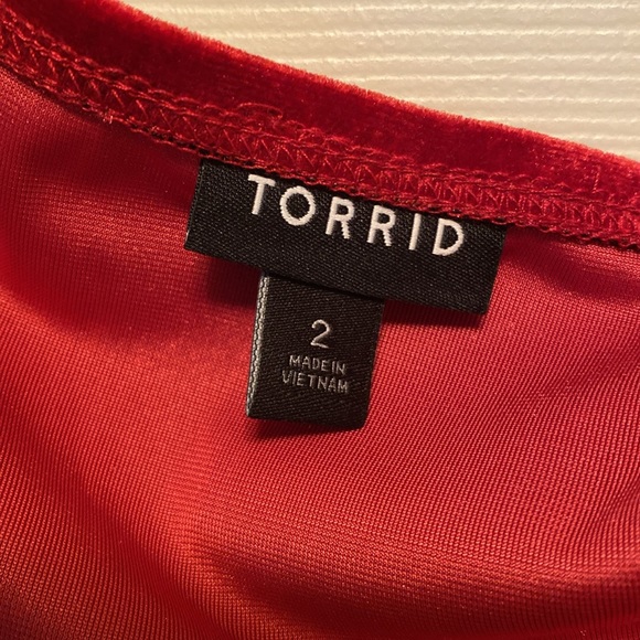 torrid | Tops | Brand New Torrid Red Velvet Off The Shoulder Shirred ...